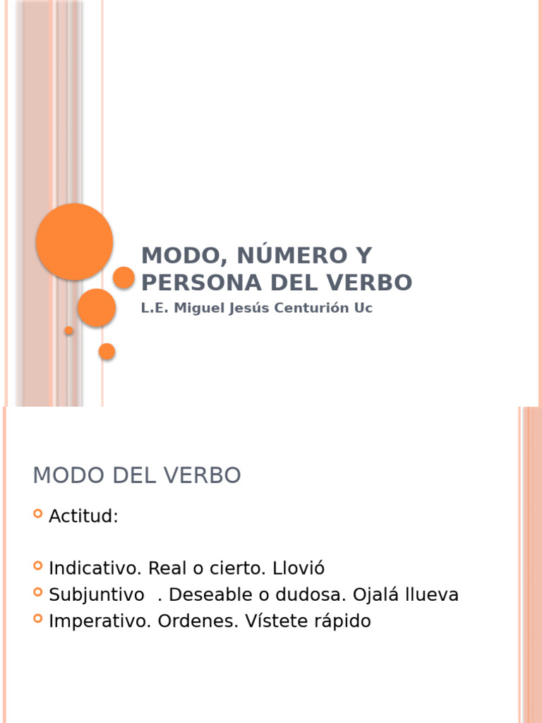 Modo, Número y Persona Del Verbo | PDF
