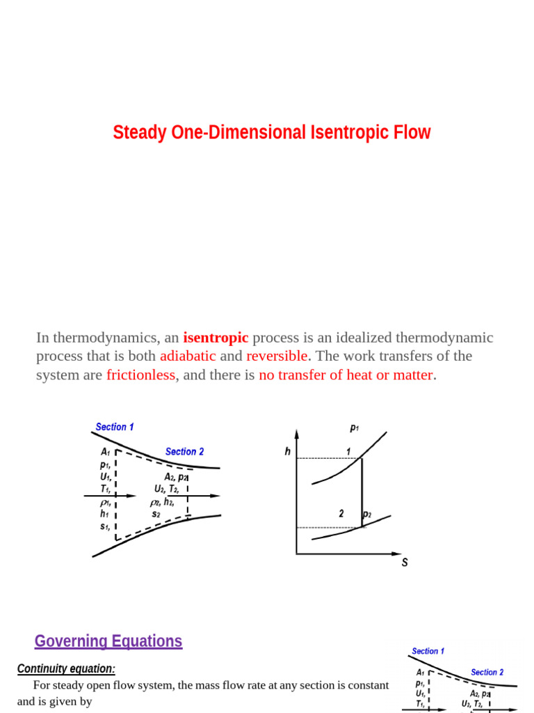 Isentropic Flow in Thermodynamics | PDF | Mach Number | Physical Chemistry