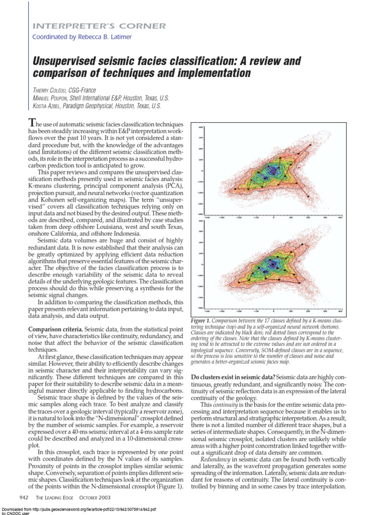 Unsupervised Seismic Facies Classification A Review and | PDF | Principal Component Analysis ...