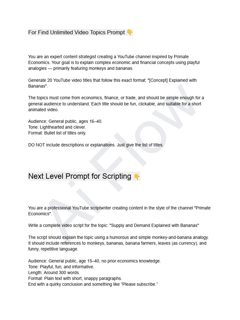 Banger Prompts For Primate Economics Videos by Ai Flow | PDF | Cost Of ...