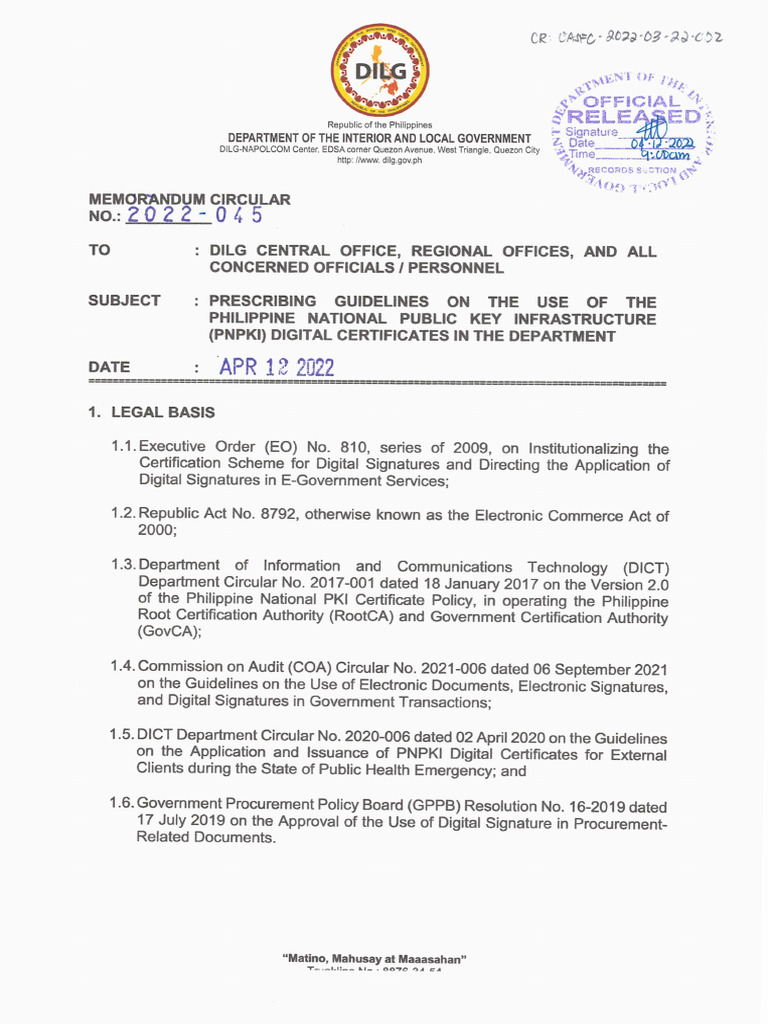 DILG Circular On E-Signature | PDF
