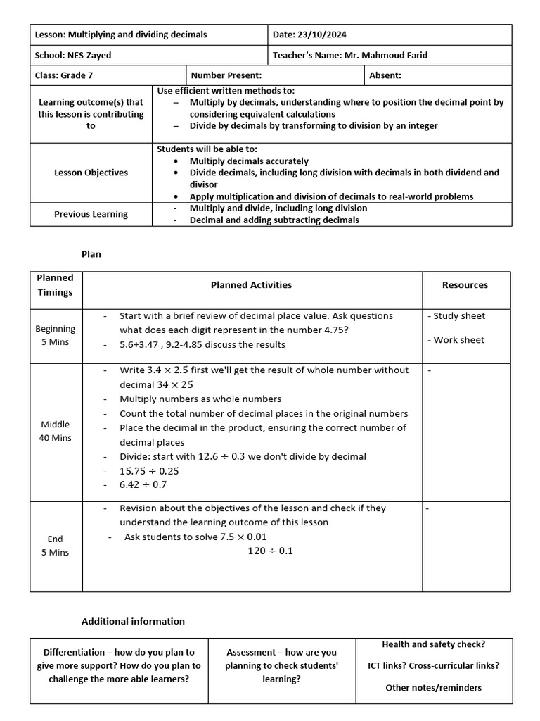 Mastering Decimal Multiplication & Division | PDF | Division ...