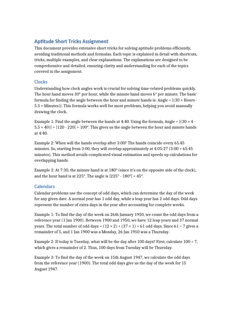 Aptitude Short Tricks Guide | PDF | Elementary Mathematics | Arithmetic