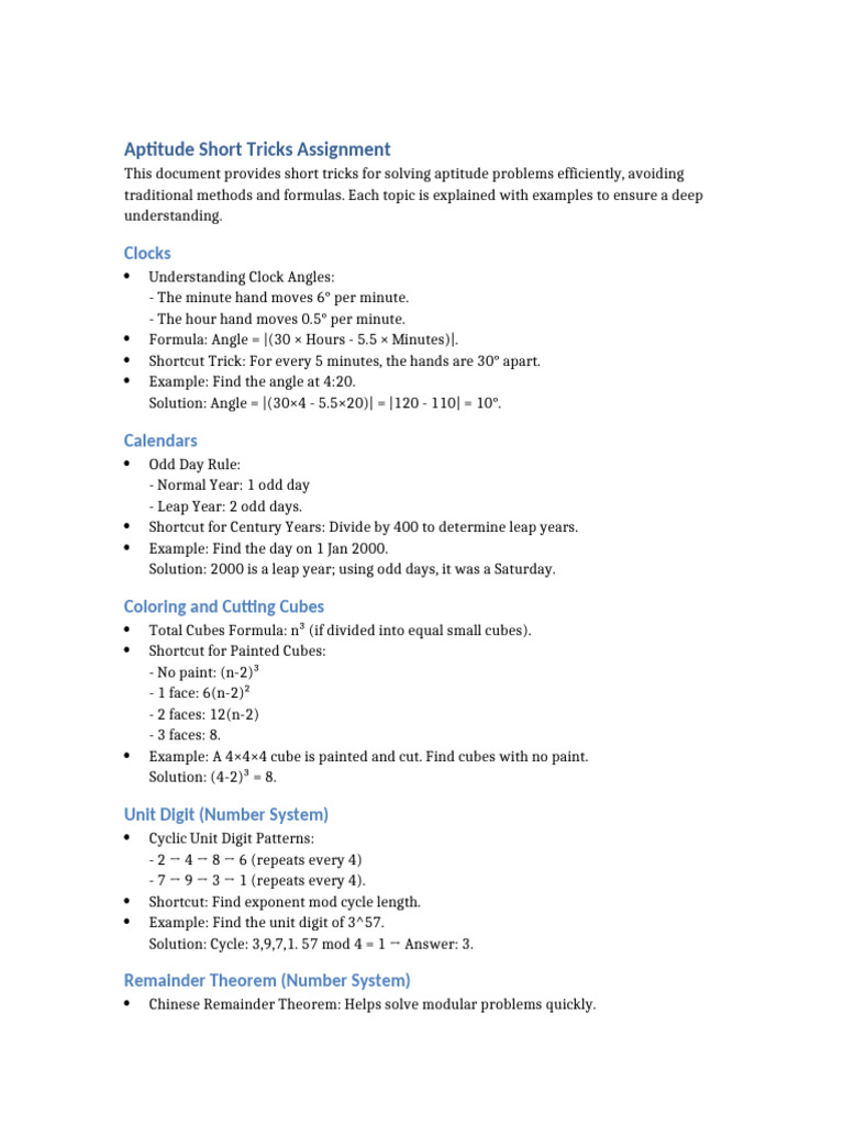 Aptitude Short Tricks Detailed | PDF | Numbers | Mathematics