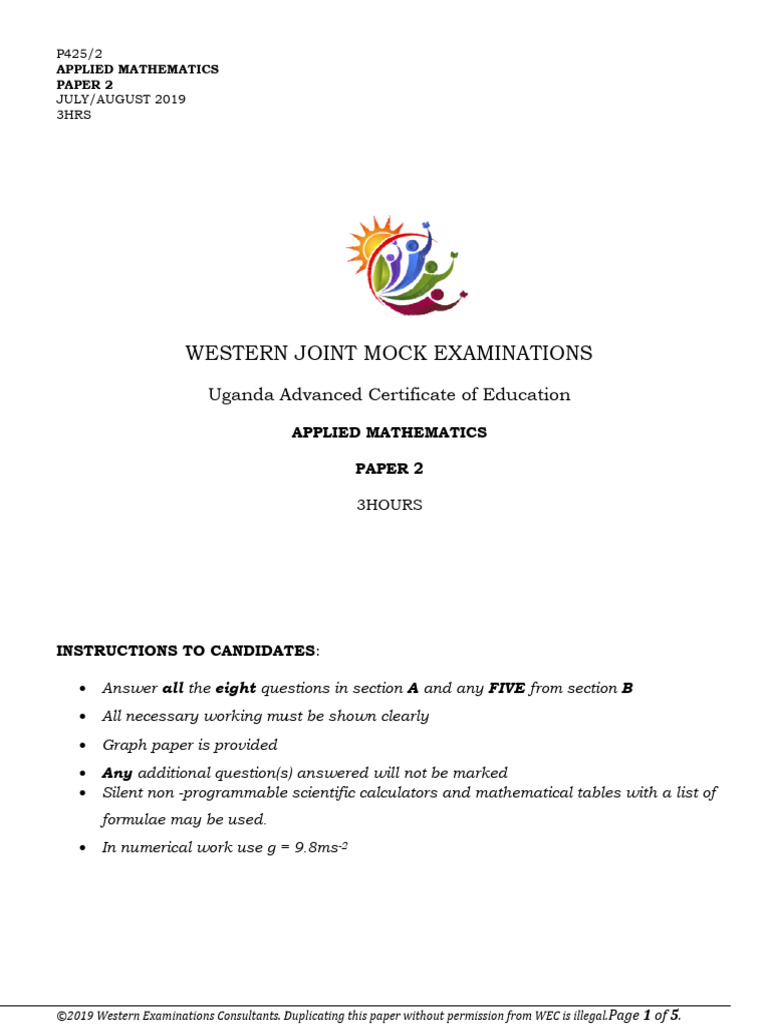 Western Joint Mock Exam 2025: Paper 2 | PDF | Force | Physics