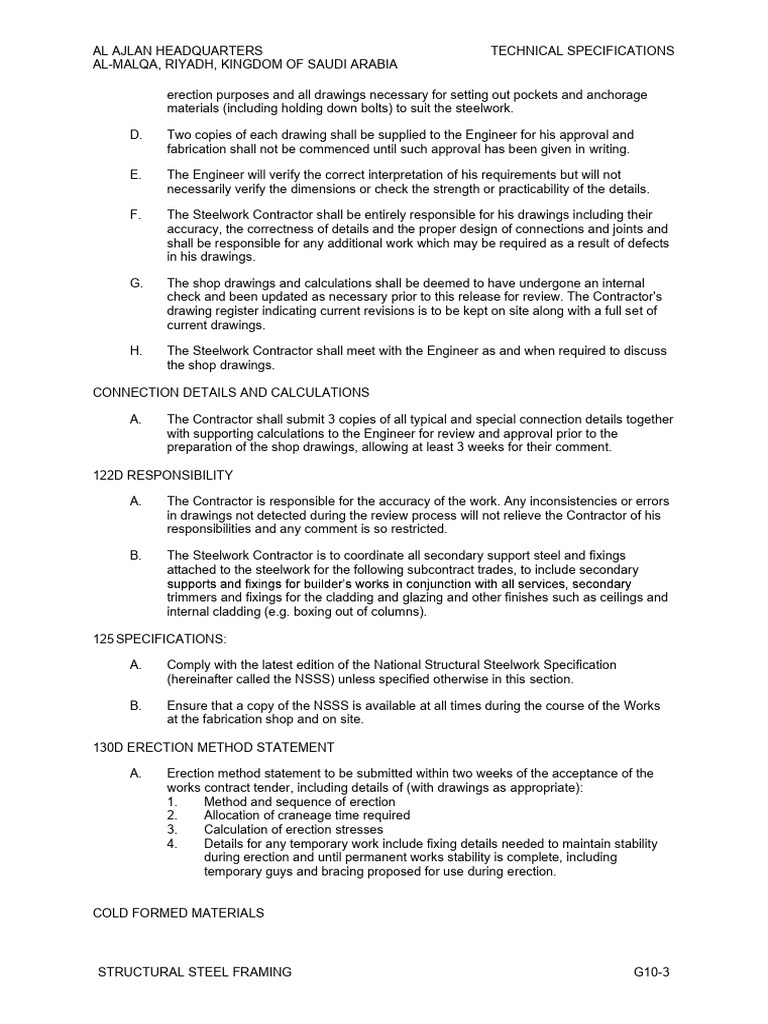 Structural Specifications G10 | PDF | Welding | Construction