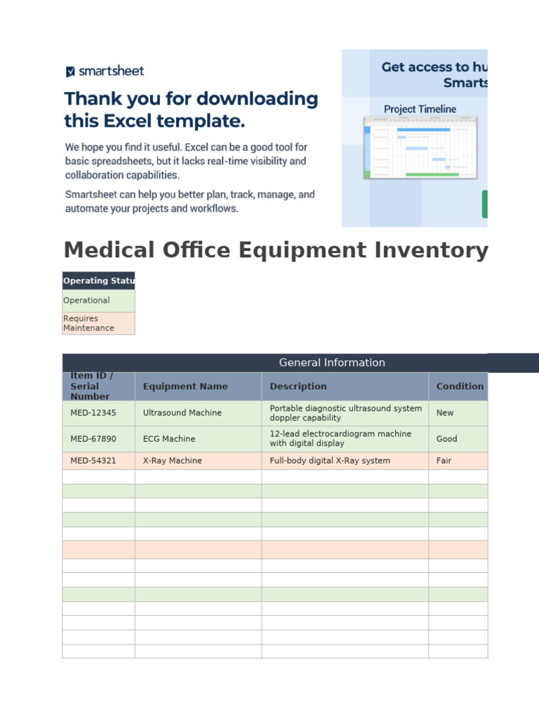 IC Medical Office Equipment Inventory Template 12211 Example | PDF ...
