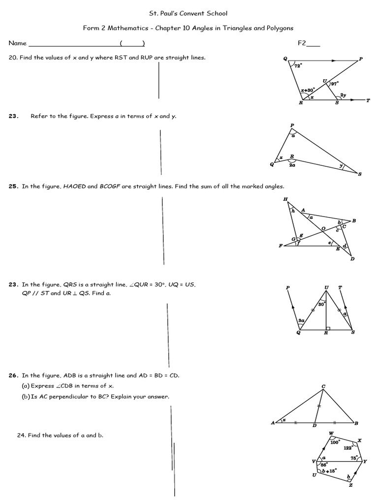 CH 10 Angles in Triangles and Polygons 2024 | PDF