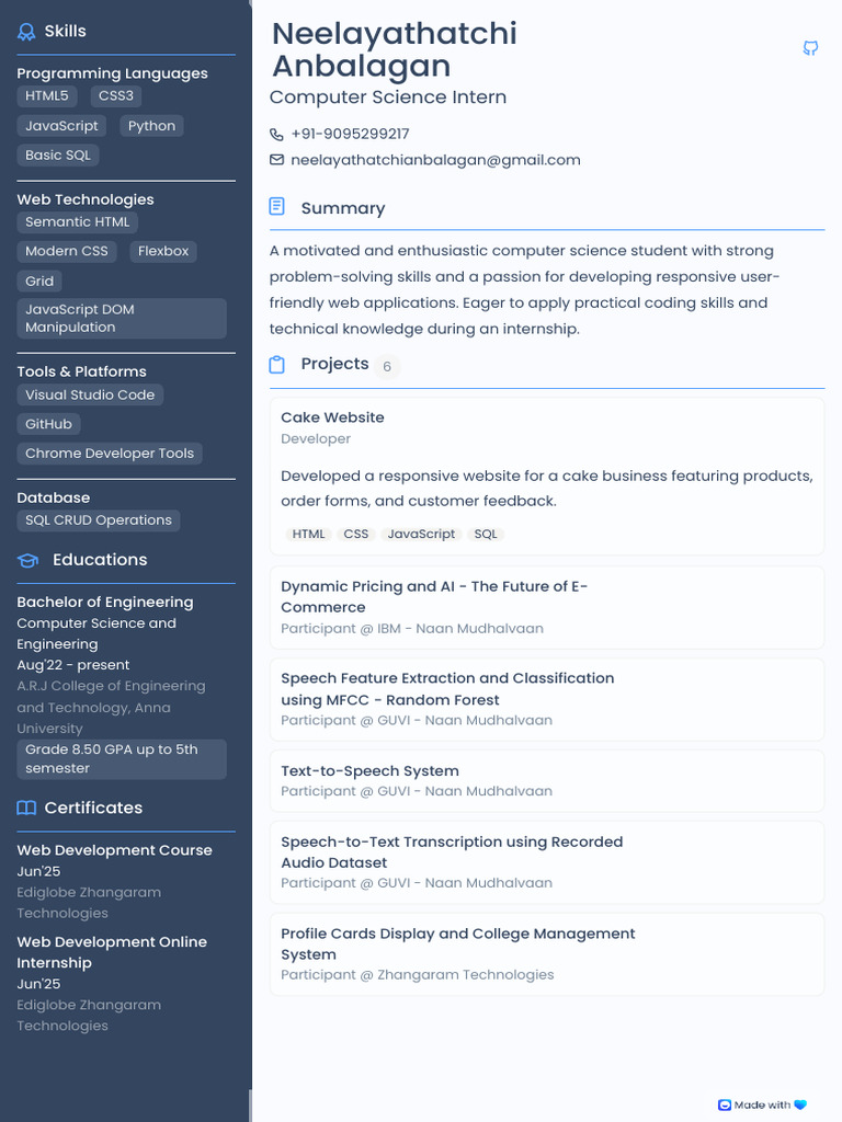 Computer Science Intern | PDF