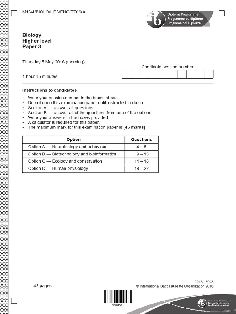 IB Biology HL Paper 3 Exam Guide | PDF | Chemical Synapse | Biology