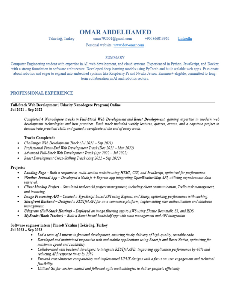 Computer Engineering Student Profile | PDF | Web Development | Deep ...
