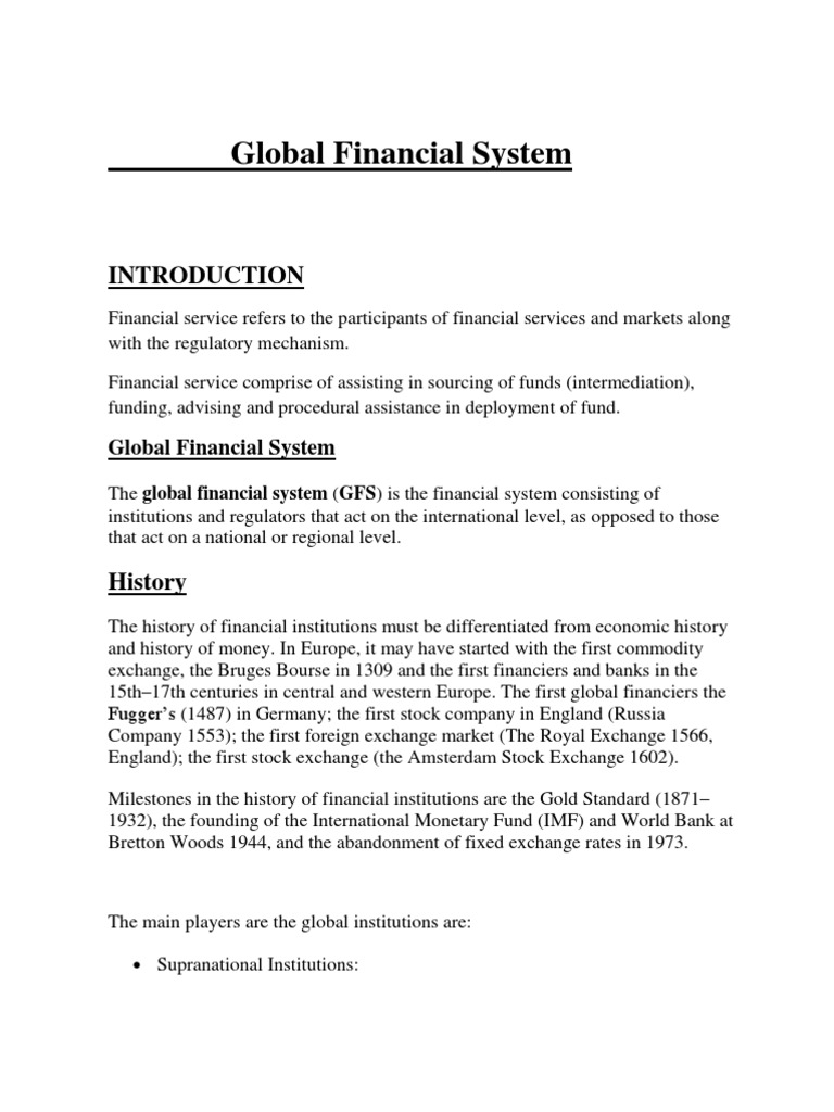 Overview of the Global Financial System | PDF | World Trade ...
