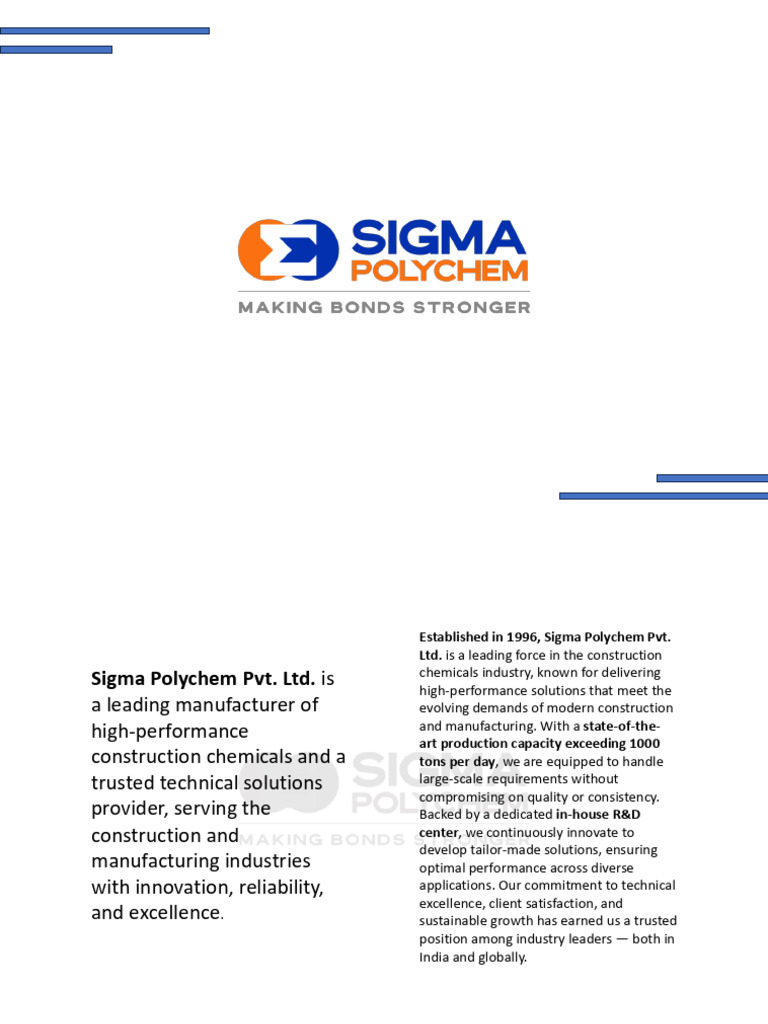 Sigma Polychem - Profile | PDF | Concrete | Mortar (Masonry)