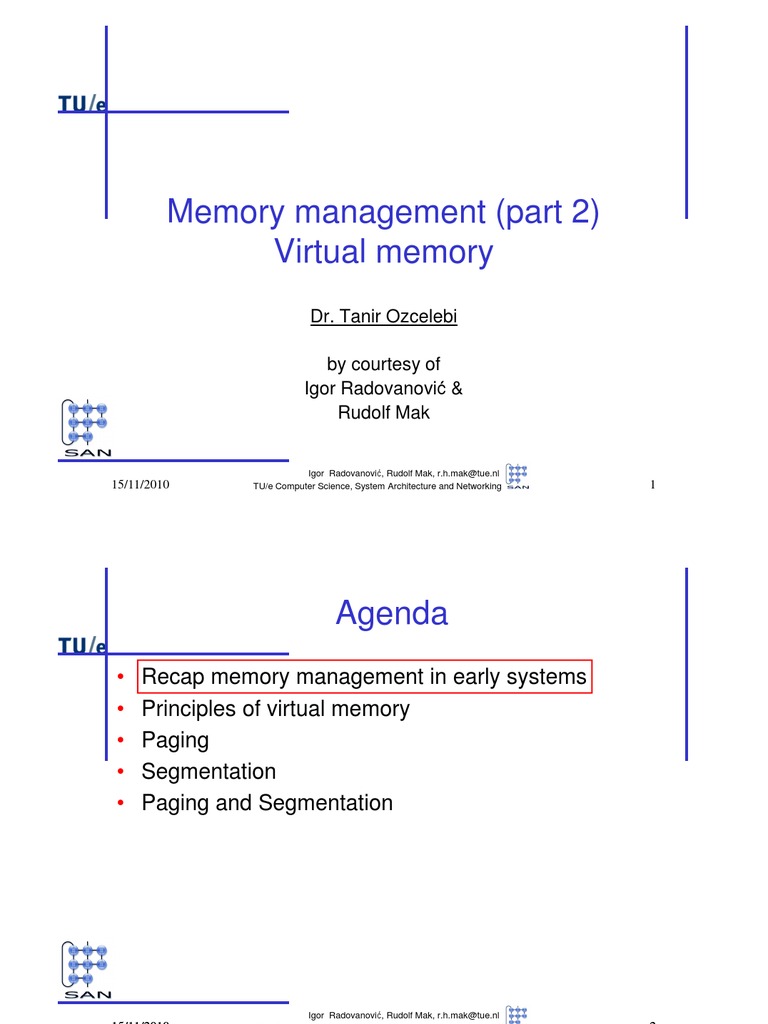 Memory Management (Part 2) Virtual Memory: Dr. Tanir Ozcelebi by ...