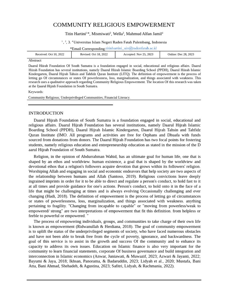 Community Religious Empowerment | PDF | Empowerment