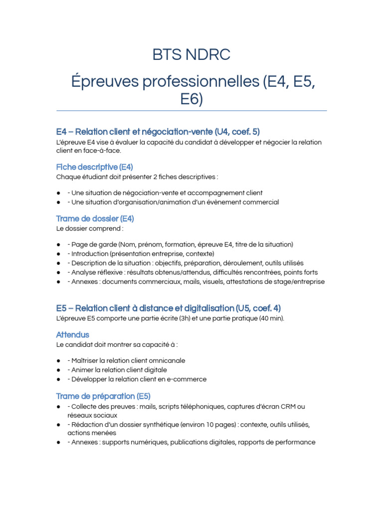 Fiches de révision BTS NDRC E4, E5, E6 | PDF | Informatique