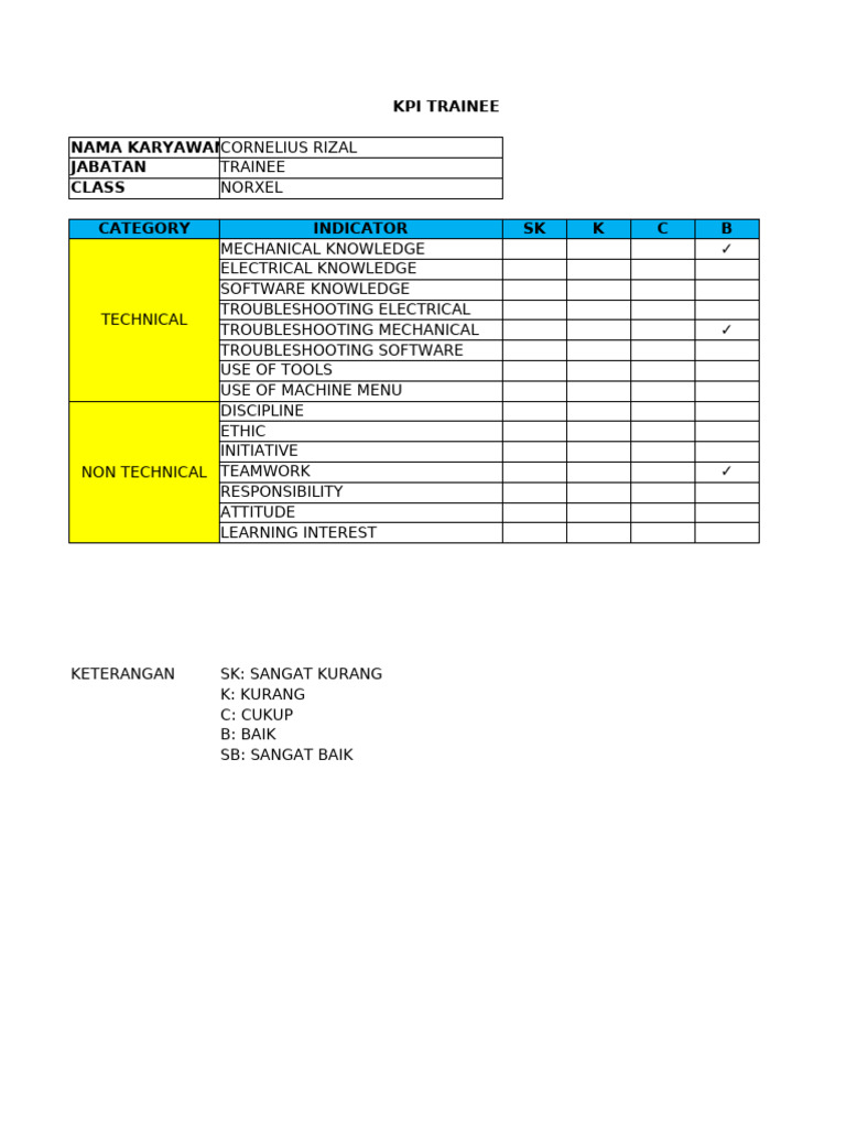 KPI Assessment for Trainee Performance | PDF