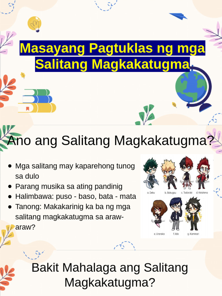 FILIPINO2 Q2 1 Natutukoy Ang Mga Salitang Magkakatugma | PDF