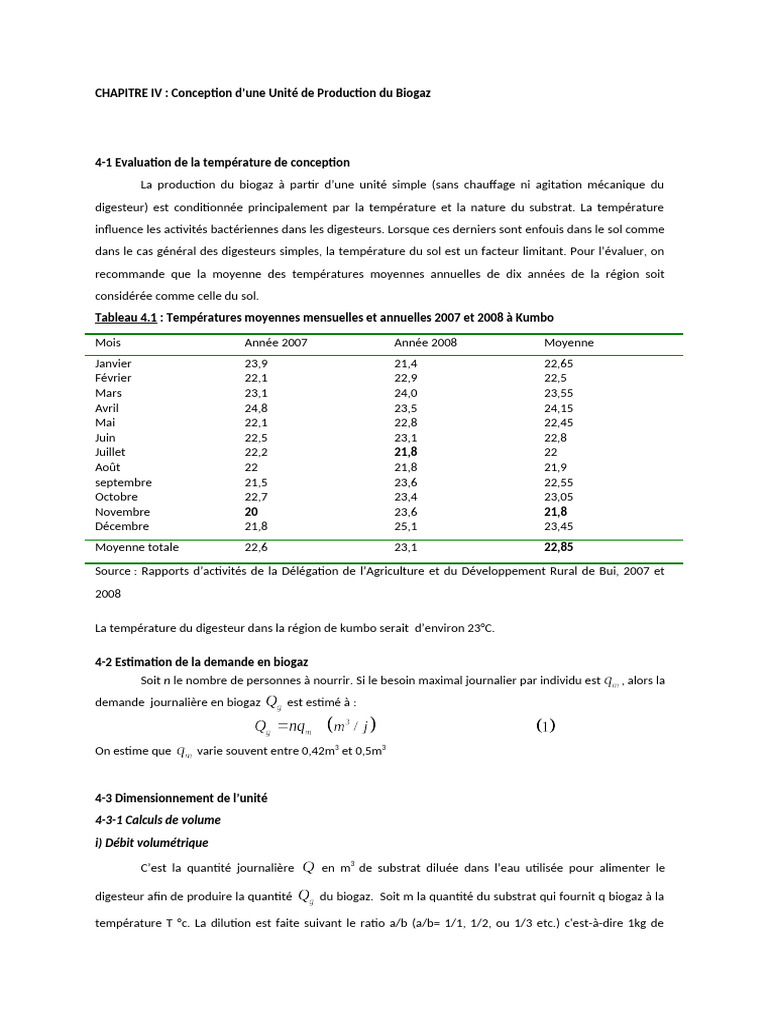 Dimensionnement d'un digesteur de biogaz | PDF | Biogaz | Pression