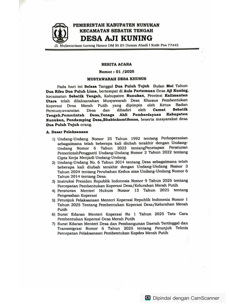 Berita Acara Musdesus | PDF