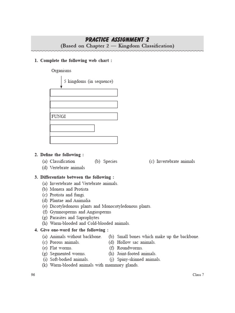Practice Assignment 2: (Based On Chapter 2 - ) | PDF | Biology | Organisms