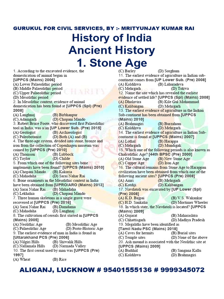 Ancient Indian History Quiz Questions | PDF | Vedas | Sanskrit Texts