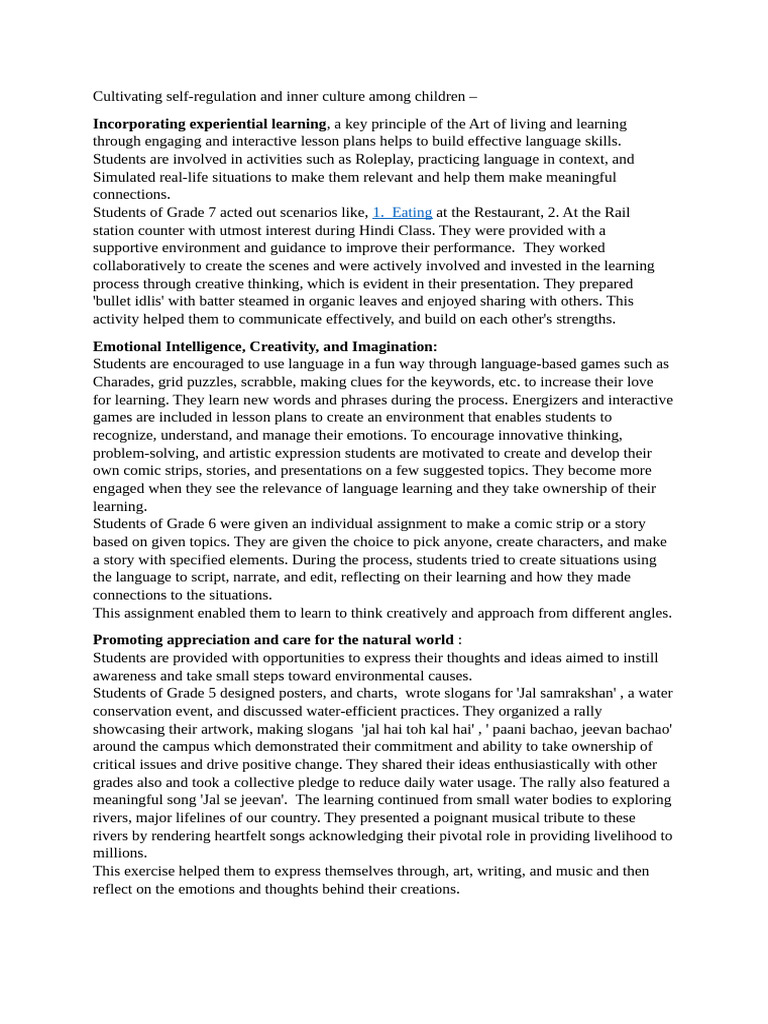 Art of Living & Learning Writeup Dec 2024 | PDF | Learning | Creativity