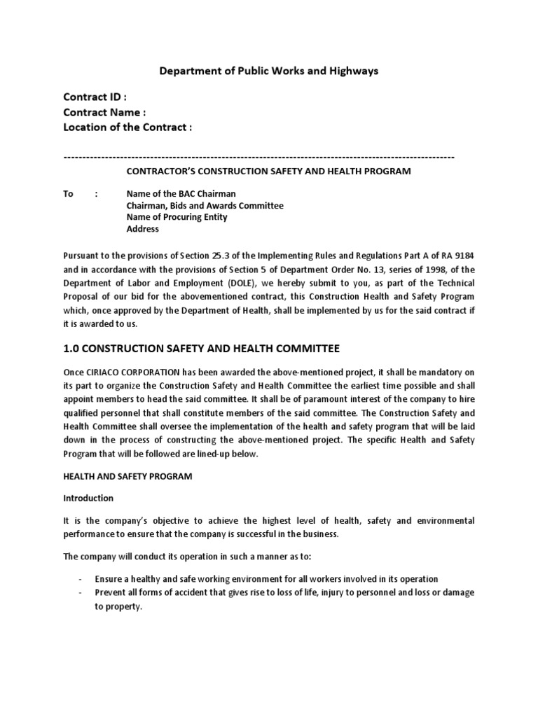 Construction Safety and Health Program | PDF | Safety | Personal ...