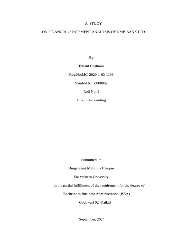 Financial Analysis of NMB Bank Ltd | PDF | Banks | Market Liquidity