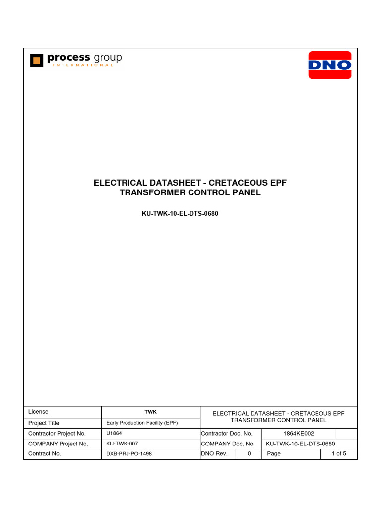 KU TWK 10 EL DTS 0680 - 0 - Electrical Datasheet Cretaceous EPF TCP | PDF | Mains Electricity ...