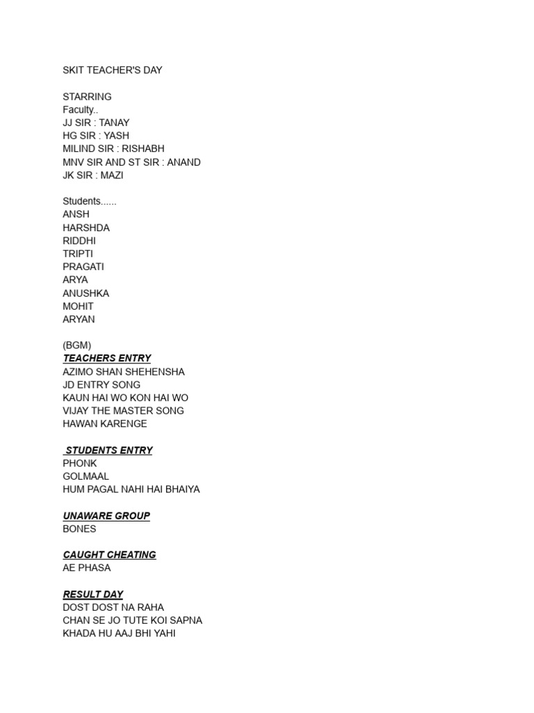 Skit Teacher's Day - Docx-1 | PDF
