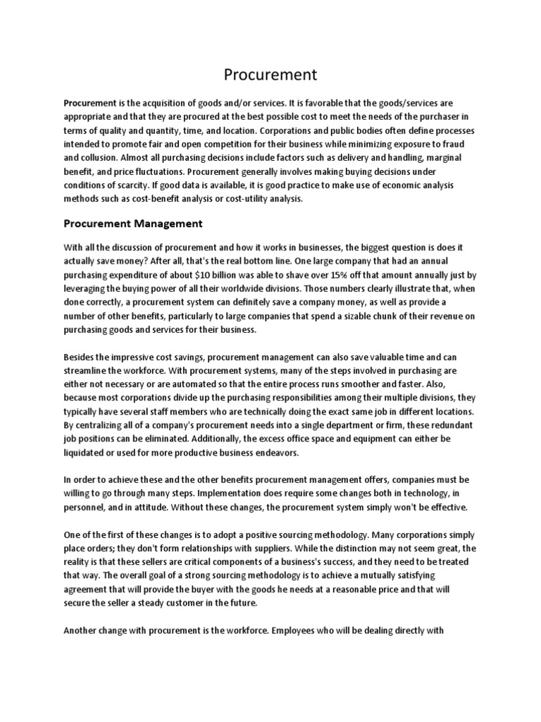 Procurement | PDF | Procurement | Service Industries