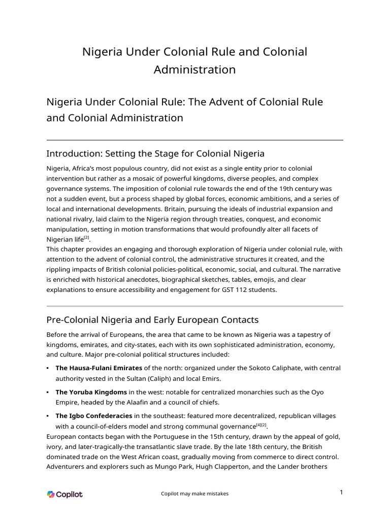 Colonial Administration in Nigeria | PDF | Nigeria