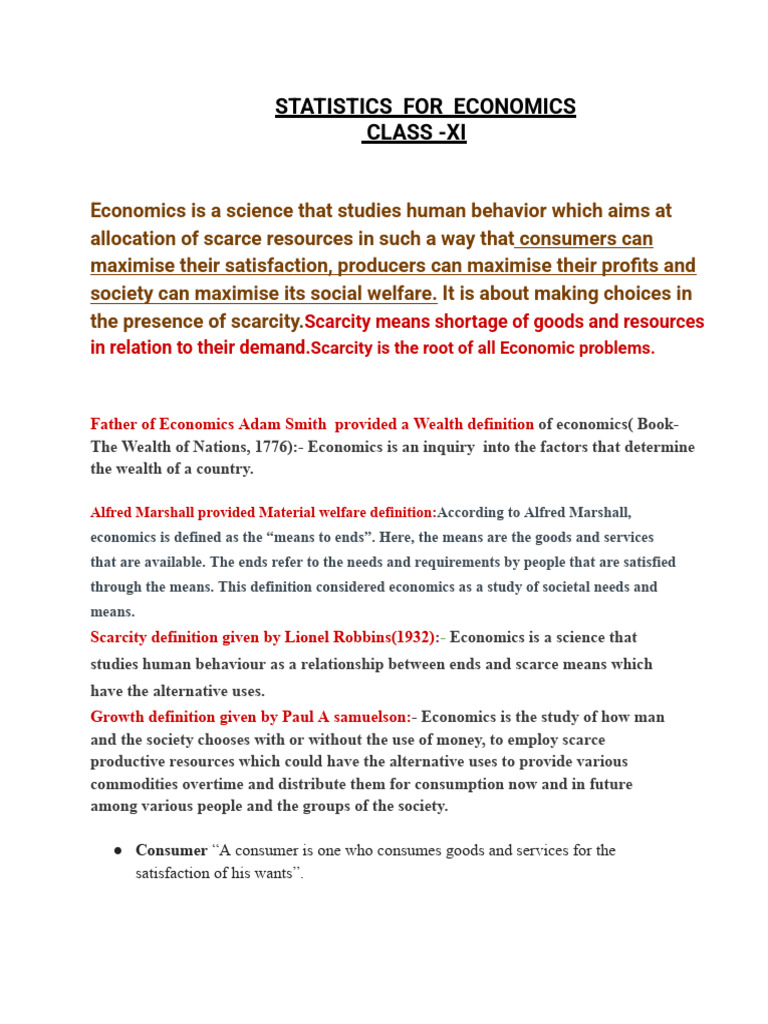 Introduction-STATISTICS FOR ECONOMICS | PDF | Economics | Statistics