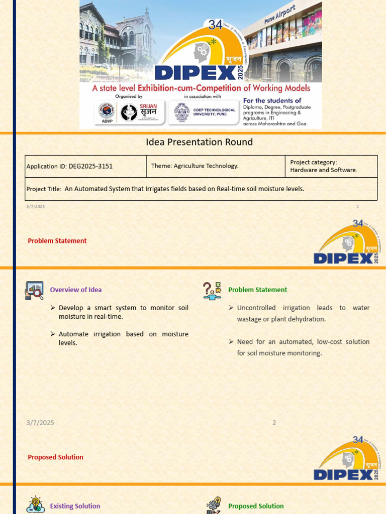 DIPEX 2025 Idea PPT Template V.1 | PDF | Irrigation | Arduino