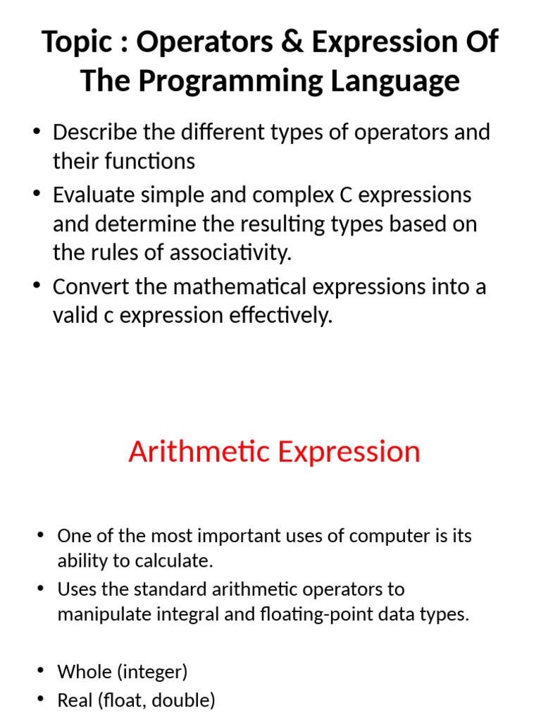 Lecture 3 Mathematical Operators | PDF | Multiplication | Arithmetic