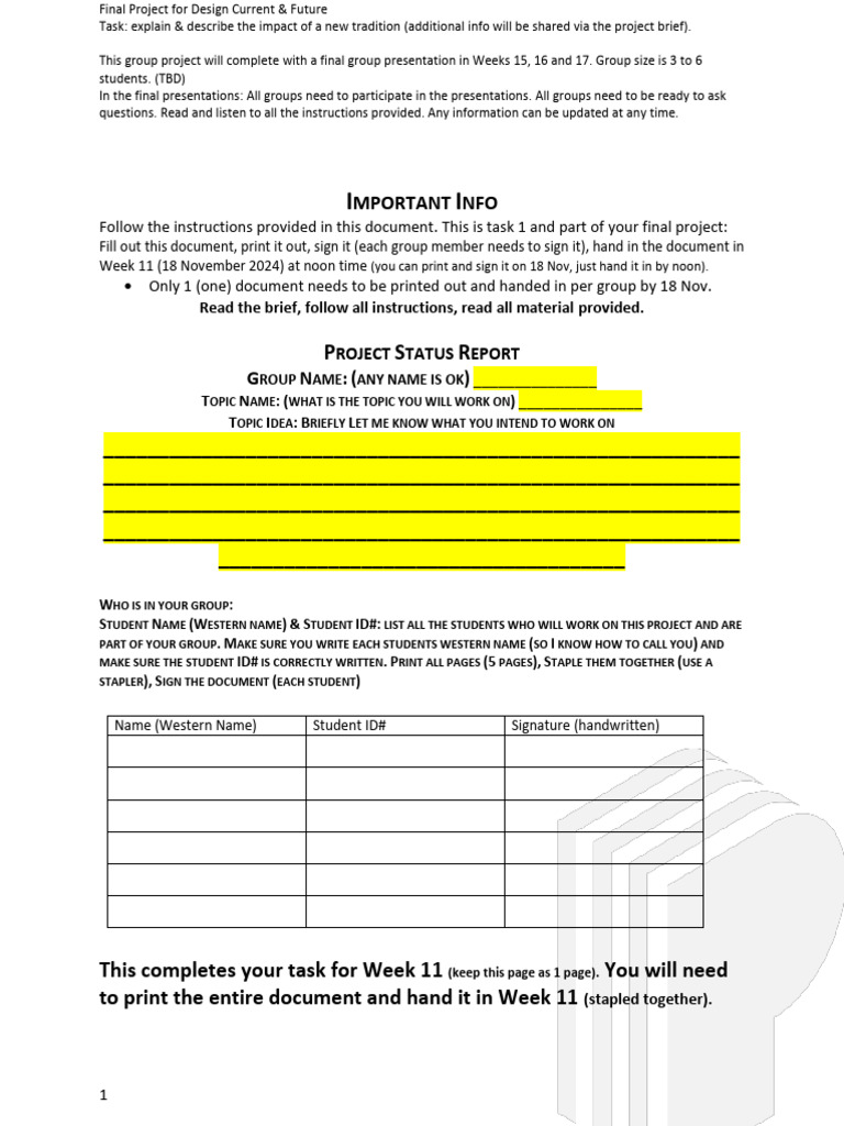 DCF Project-Status-Report Groups Updated | PDF