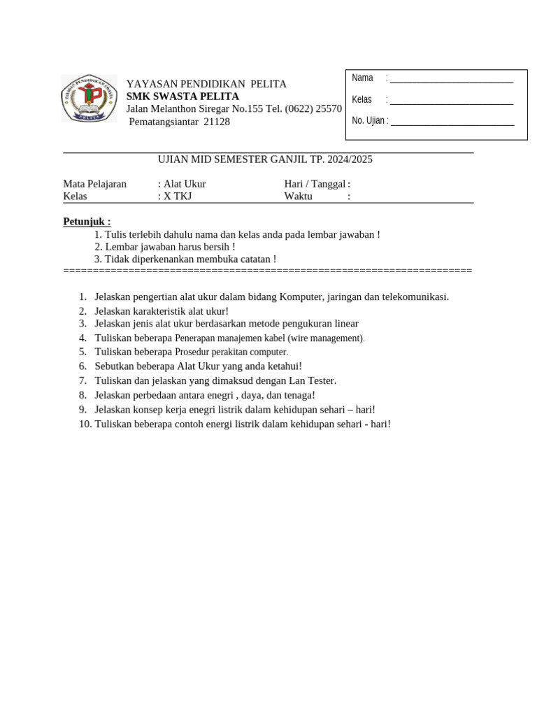 Soal Alat Ukur x Tjat | PDF
