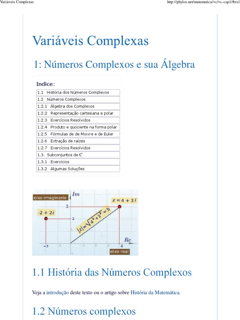 Variáveis Complexas | PDF | Número complexo | Conjunto (Matemática)