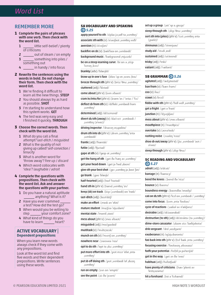 Vocabulary and Grammar Exercises | PDF