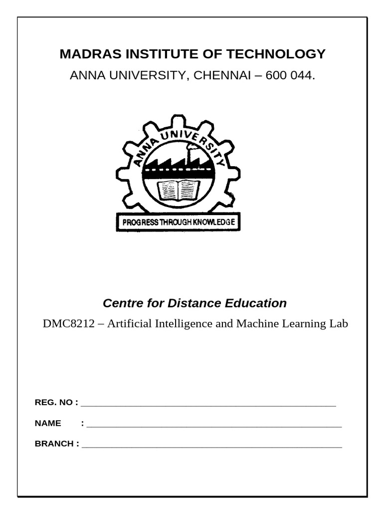 AIML Labfrontpage | PDF