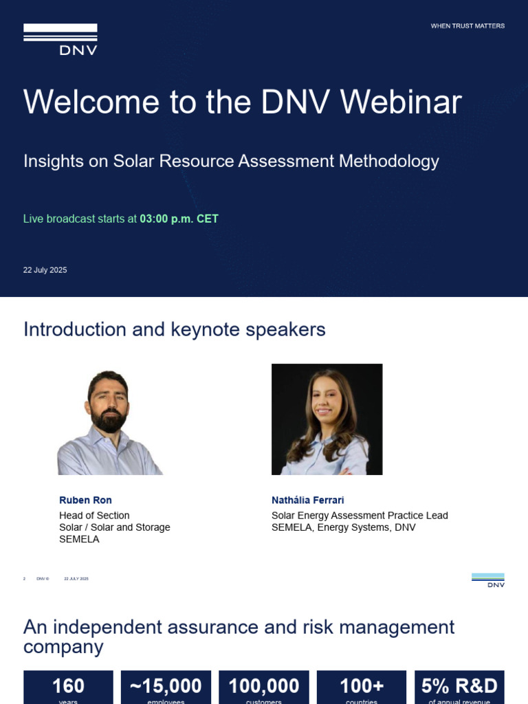 DNV MLE Solar Resource 2025 Webinar Slides | PDF