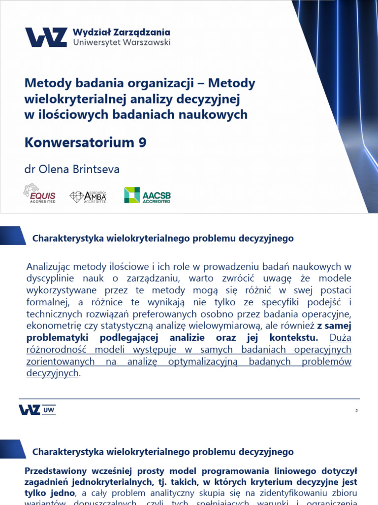 Metody Badania Organizacji Kon 9 Metody Wielokryterialnej Analizy ...