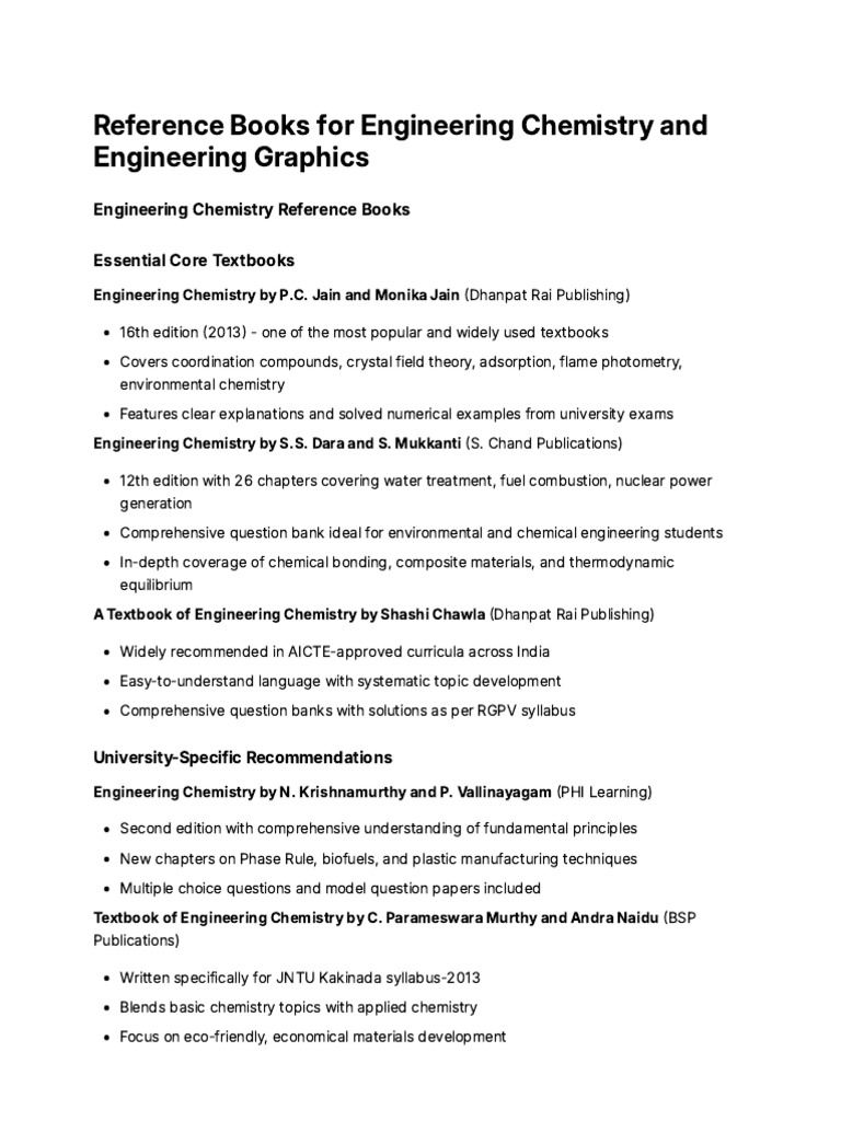 Engineering Reference Books | PDF | Chemistry | Engineering