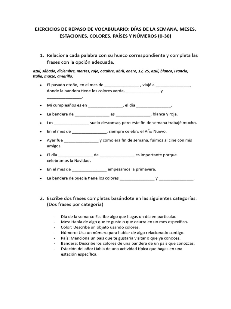 Repaso de Vocabulario, Roksana y Gabi | PDF