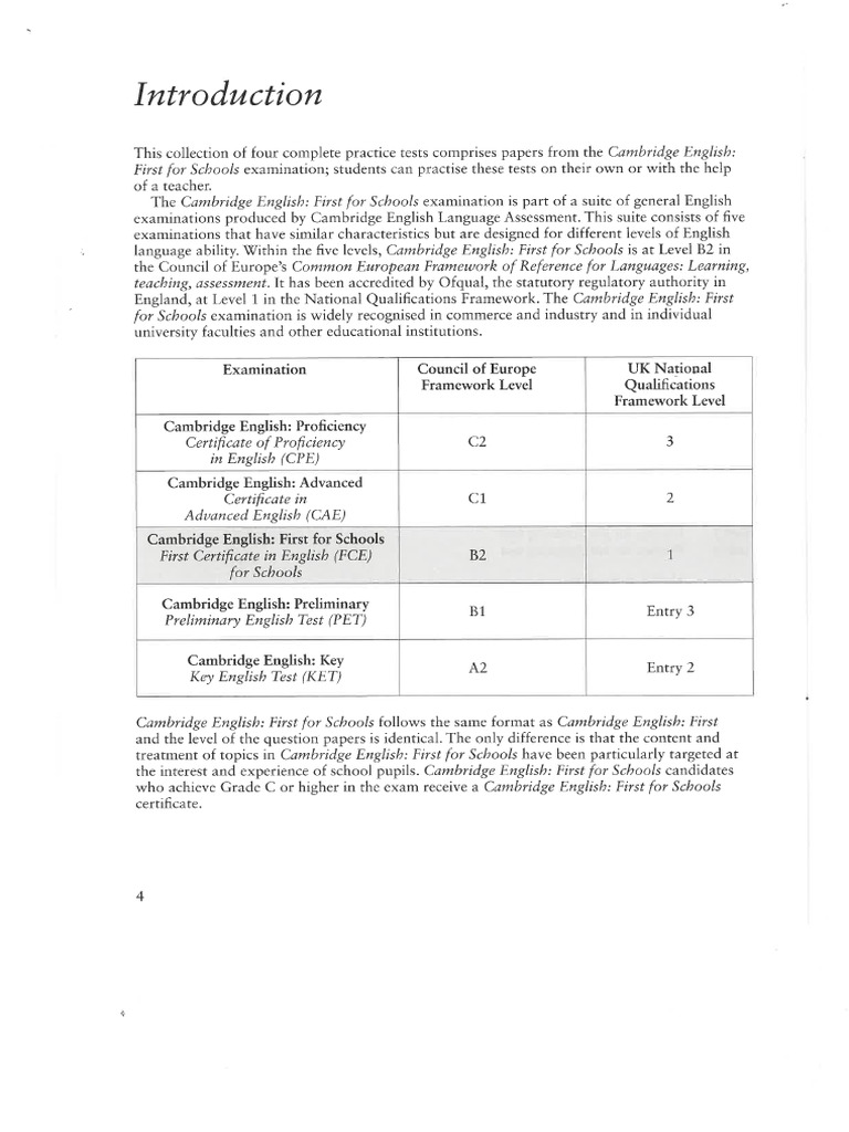 Introduction FCE For Schools Testele 5, 6, 7 Si 8 - NEW | PDF