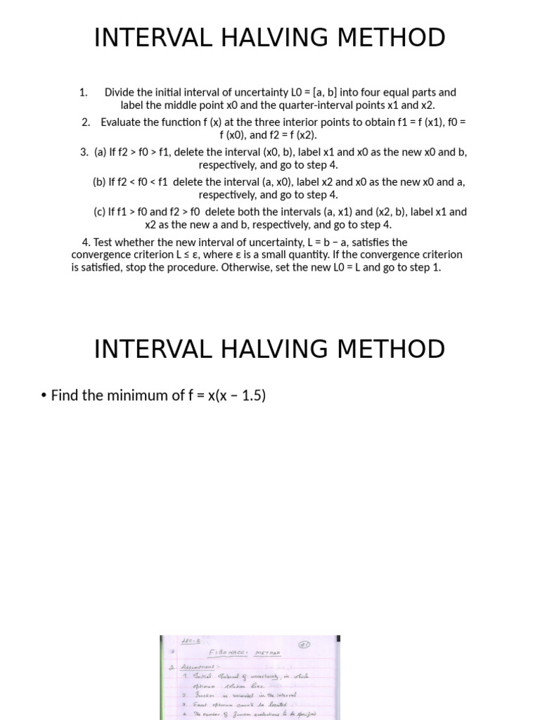 Interval Halving Method and Fibonacci | PDF