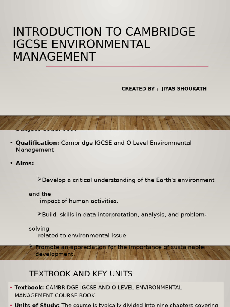 Introduction To Cambridge IGCSE Environmental Management | PDF ...
