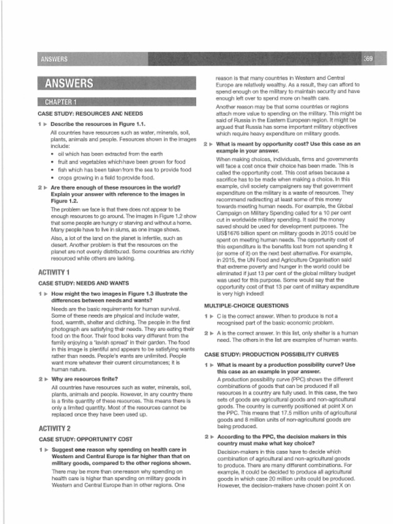 IGCSE ECON Textbook Ex Answer Key Chap 1-24 | PDF