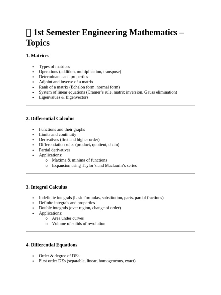 ? 1st Semester Engineering Mathematics | PDF